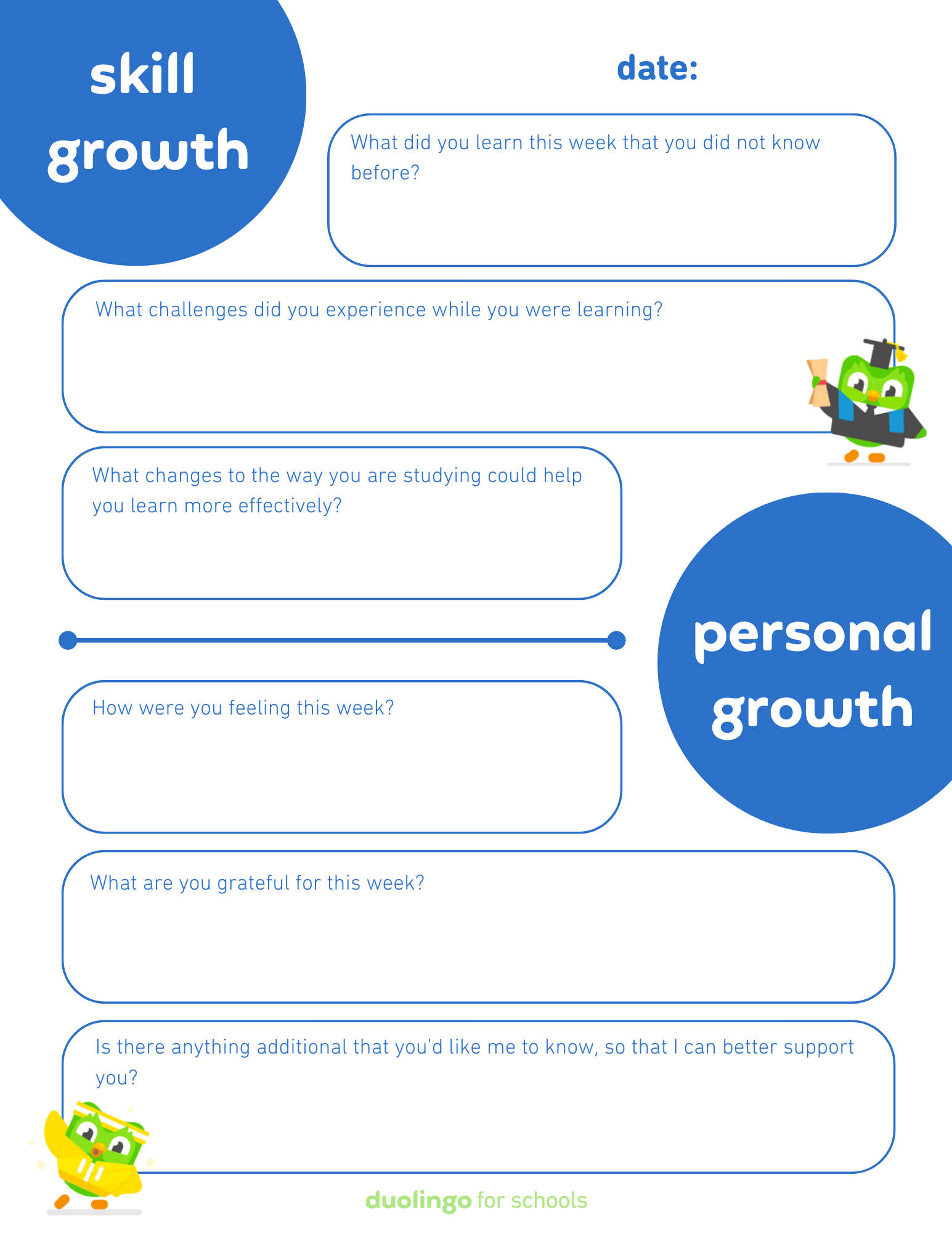 Student learning journal – Duolingo for Schools