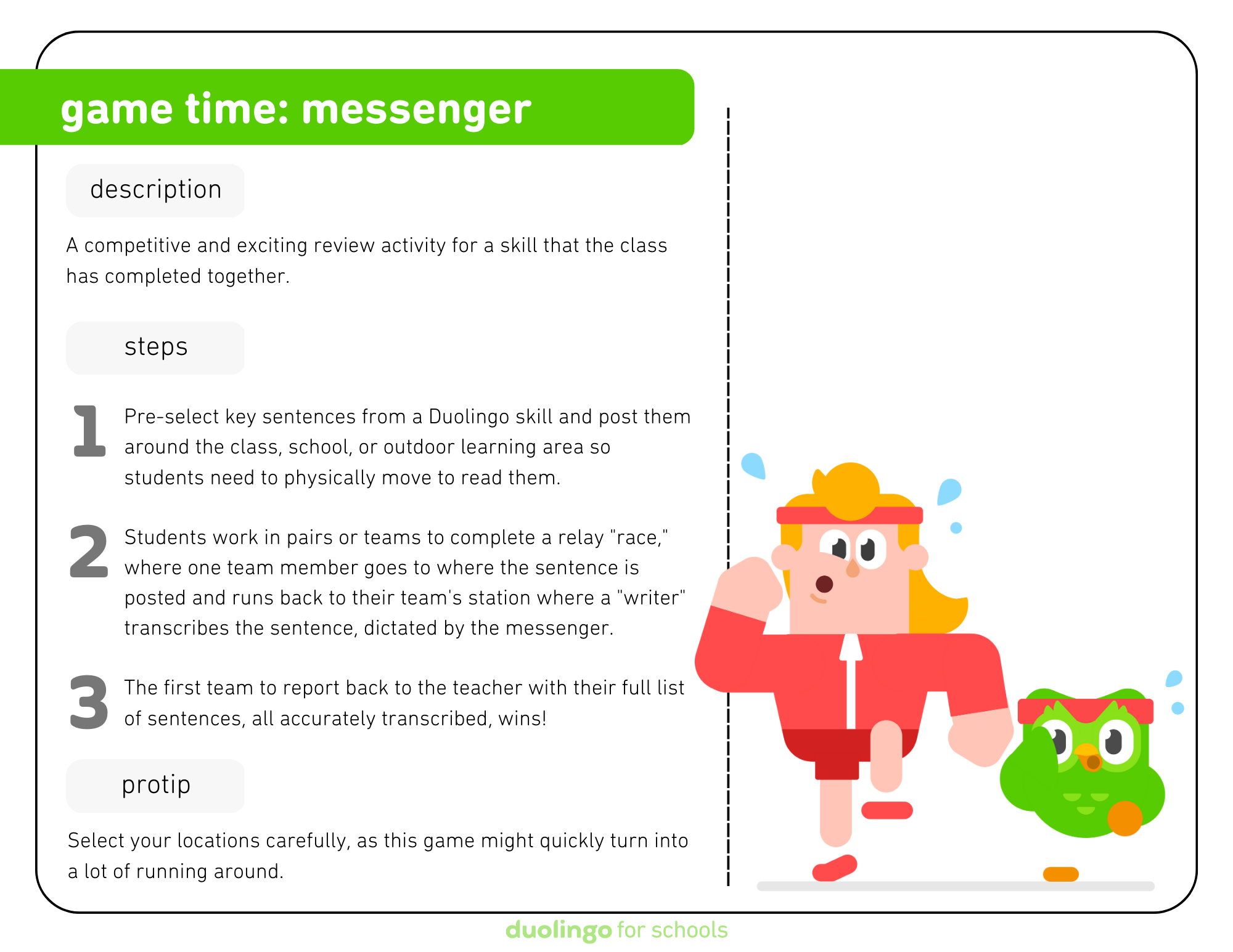 Group activity: messenger – Duolingo for Schools