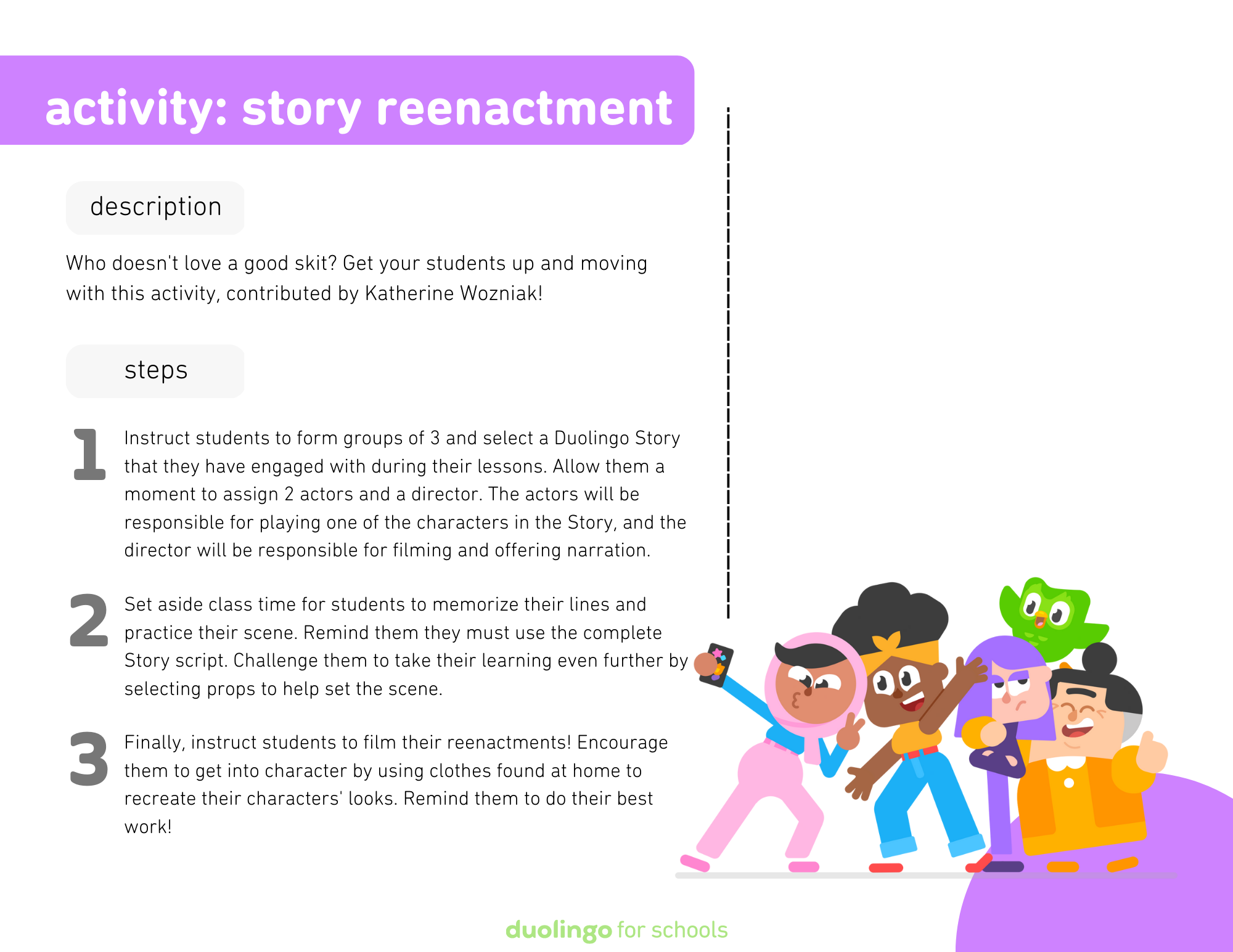 Story reenactment instructions – Duolingo for Schools
