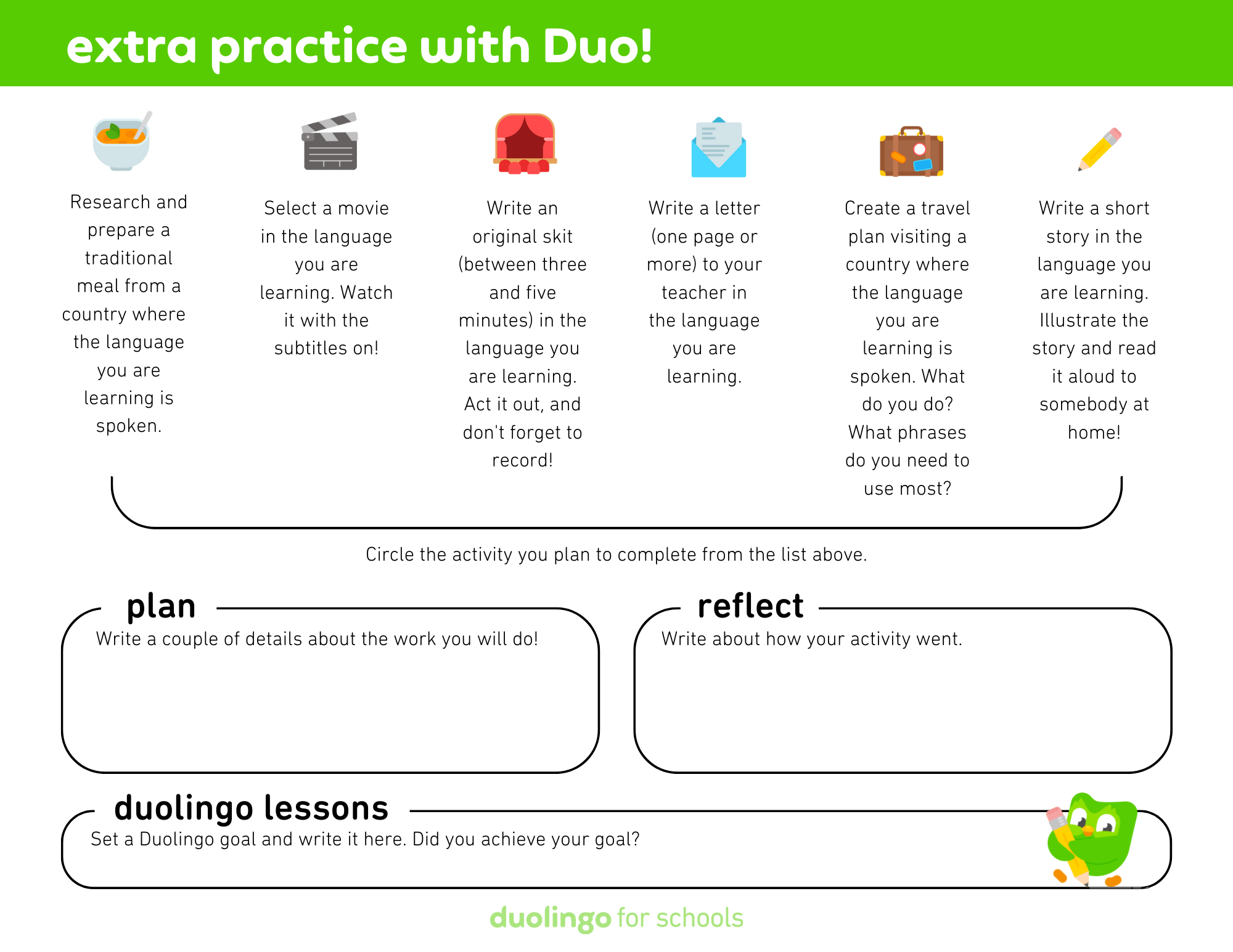 Extra practice with Duo! – Duolingo for Schools