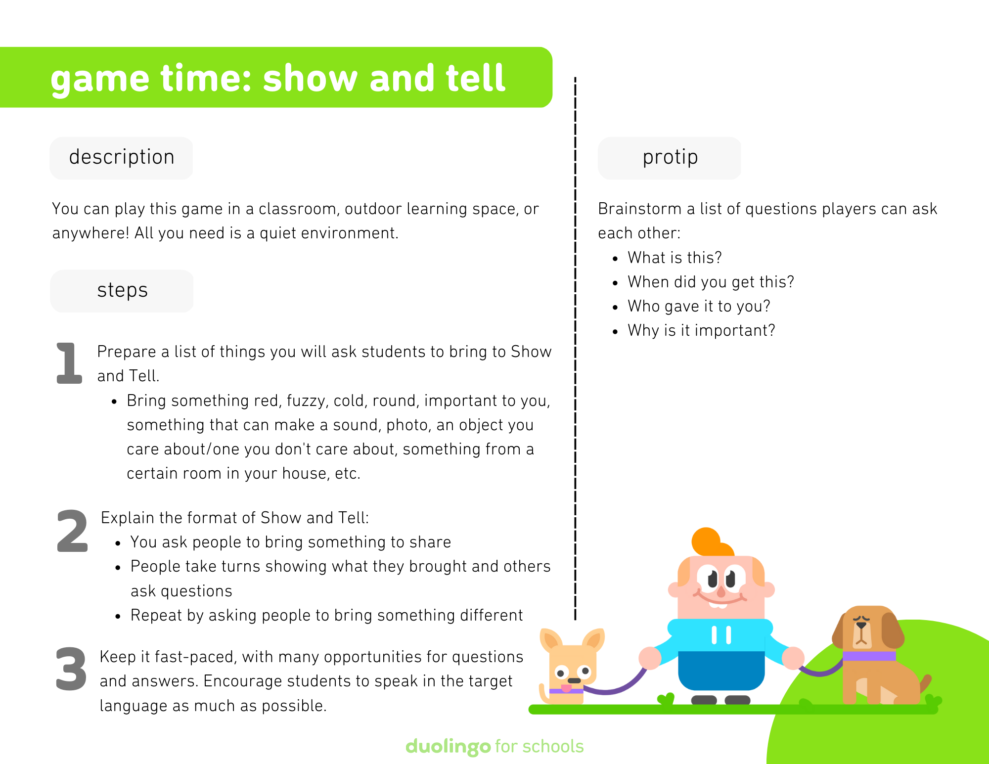 Language practice show and tell – Duolingo for Schools