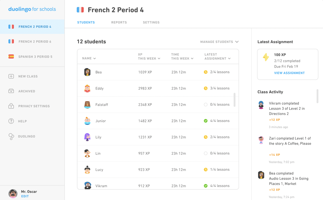 What is the Duolingo for Schools activity log? – Duolingo for Schools