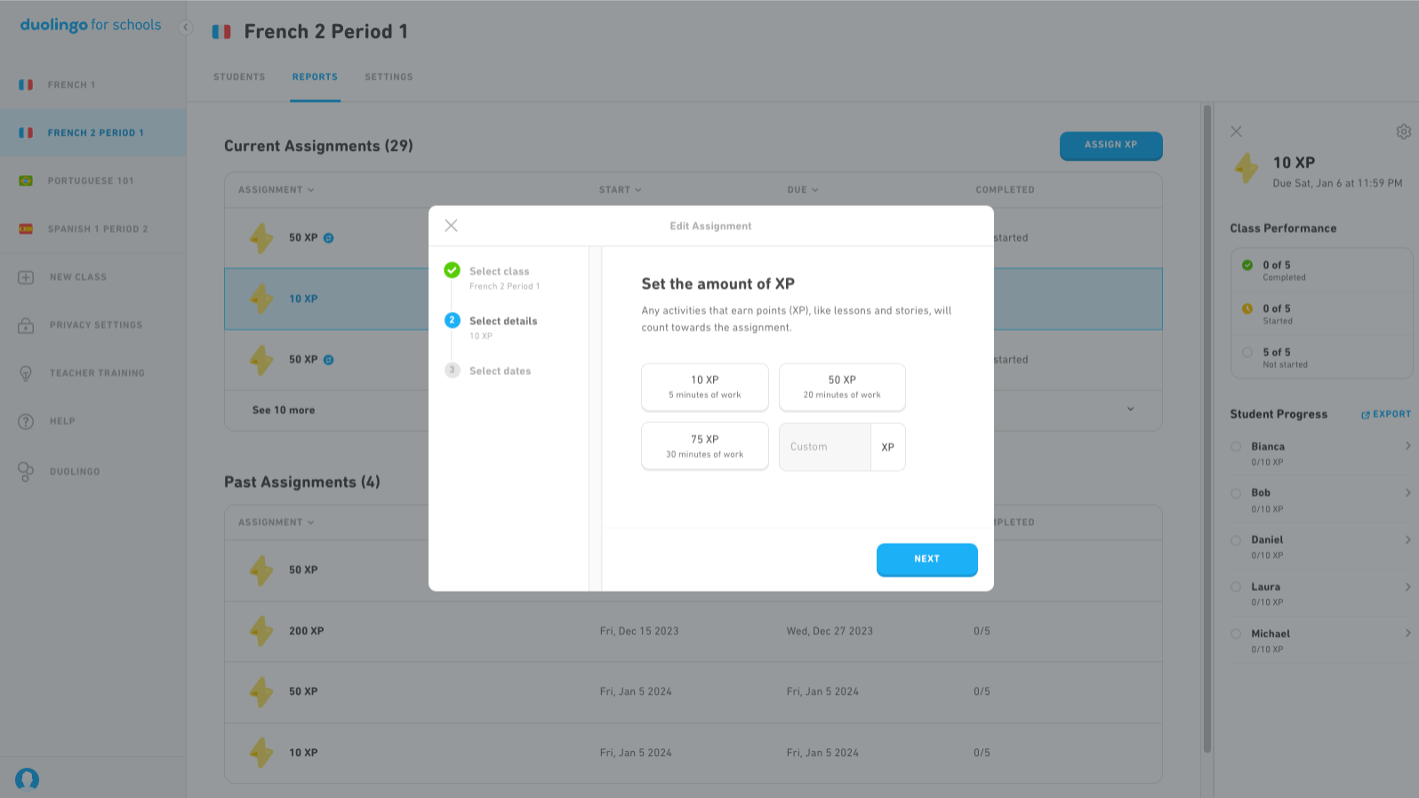 How do I edit or delete my XP assignments? – Duolingo for Schools
