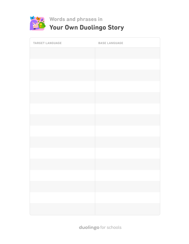 Write your own Duolingo Story – Duolingo for Schools